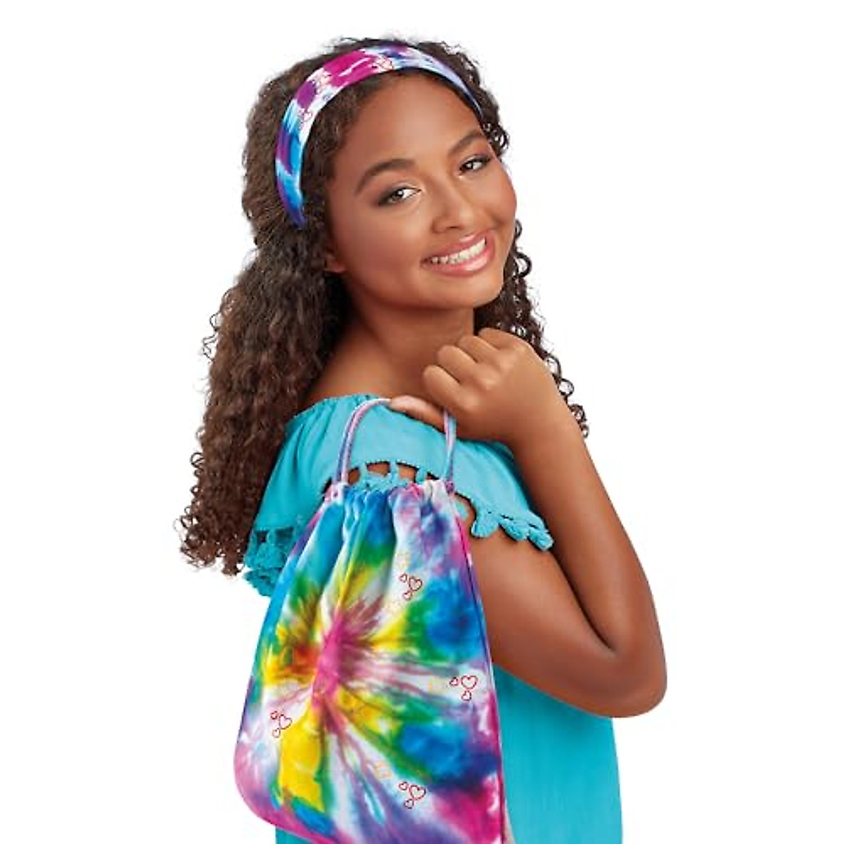 Cra-Z-Art Shimmer ‘n Sparkle Tie Dye Fashion Tote and Headband Craft Kit,Blue/Pink, Small