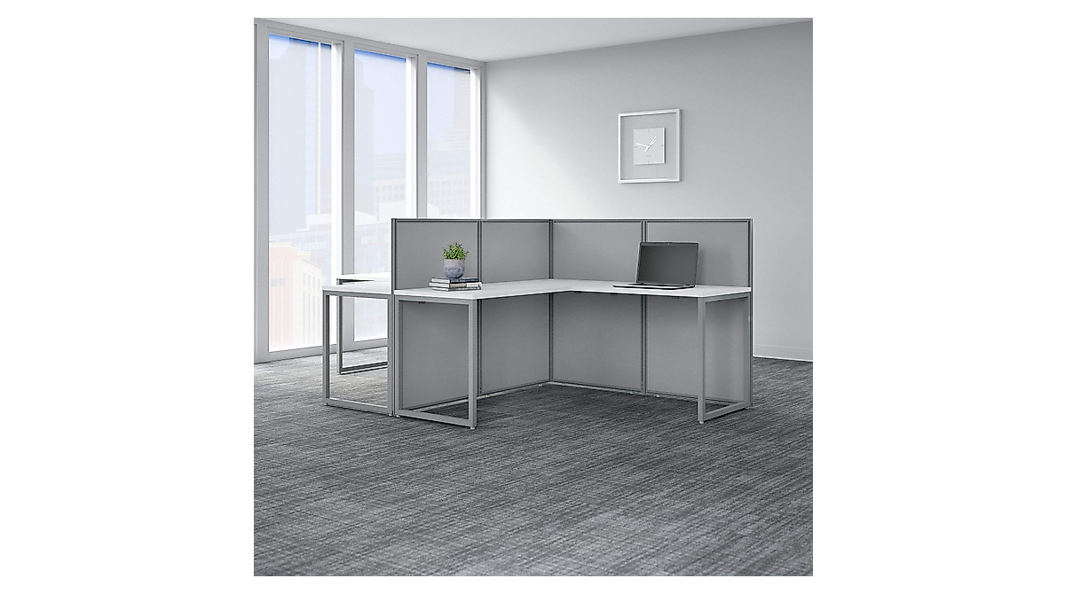 Bush Office Cubicle Desk for Two with Privacy Panels | Easy Office ...