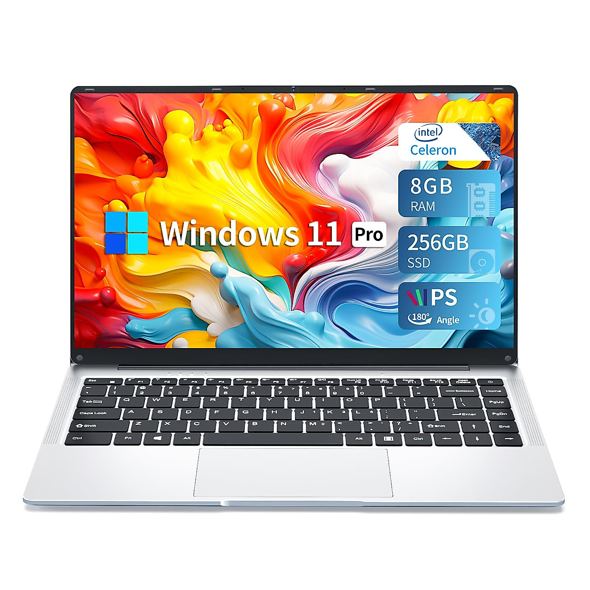 KUU Laptop Computer 8GB LPDDR4 256GB SSD, Intel Celeron, Intel UHD Graphics, Windows 11 Pro Laptop, 14.1 Inch Laptop FHD 1920 * 1080 IPS, Webcam,180 Angle Opening, BT5.0,WiFi 5GHz, USB3.0