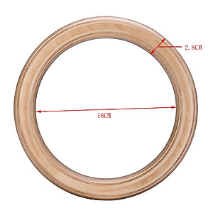 Yimidear Wood Olympic Rings, Gymnastic Rings with Buckle Straps, Wooden Fitness Gym Rings for Strength Training, Crossfit, Pull Ups and Dips (2.8CM)