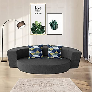 Nigoone Modern Folding Sofa Bed Couch Memory Foam with 2 Pillows Sleeper Sofa futon Couch for Bedroom Living Room Guests, Washable Set, Stylish Oval 76''L × 41.5''D × 10''H,Dark Gray