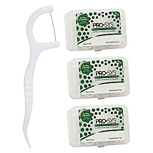 PRO-SYS® Extra Strong Flossers with Flosser Pick - 150 Flossers (3 Packs – 50 Flossers Per Pack)