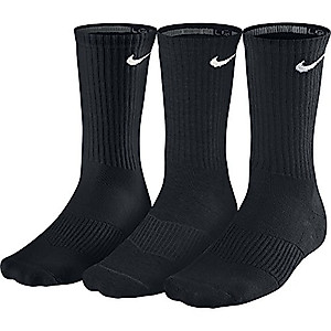 NIKE Performance Cushion Crew Training Socks (3 Pair), Black, Large