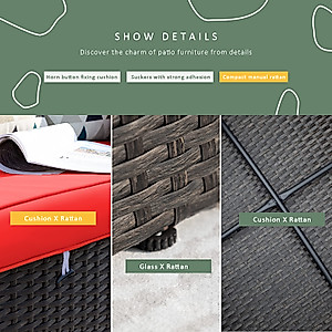 Devoko 2 Pieces Patio Furniture Sets All-Weather Outdoor Sectional Armless Sofa (Red)