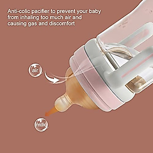 Nouri Glass Baby Bottles, Bottles for Breastfeeding Babies, Breast-Like Nipple for Natural Latch, Slow Flow, 6 oz（Purple/Pink Random Blind Box）