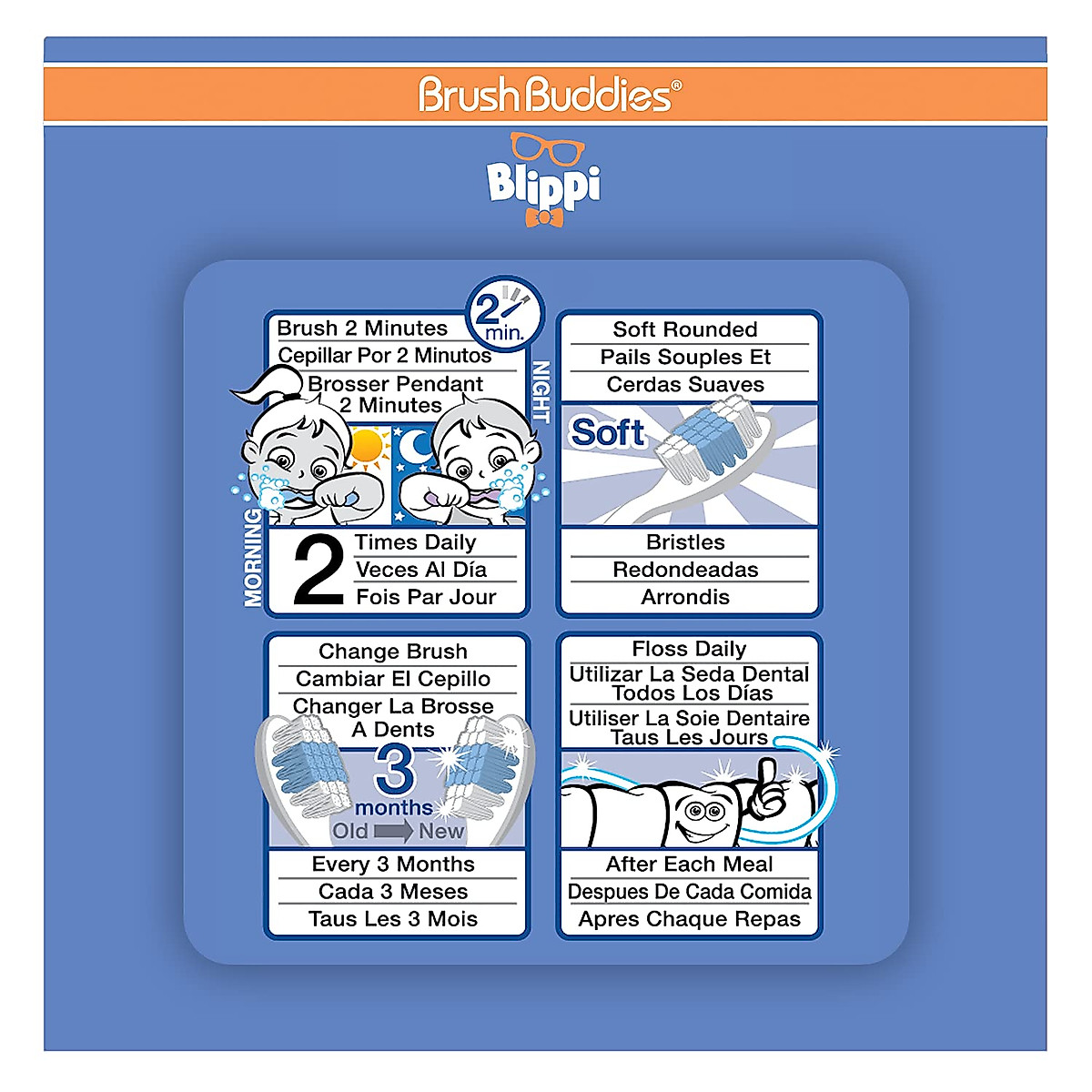 Brush Buddies Blippi Kids Toothbrushes, Manual Toothbrushes for Kids, Toothbrush for Toddlers 2-4 Years, Blippi Childrens Toothbrush, Soft Toothbrushes, 3 Count