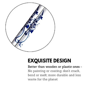LeBlue 1 Pair Blue and White Bone China Chinese Reusable Dishwasher Safe Chopstick GIFT SET