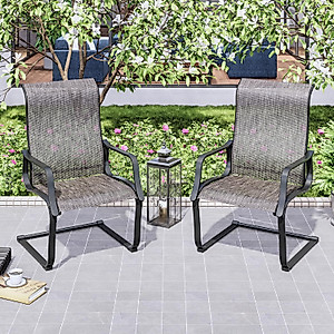 PatioFestival Patio Dining Chairs High Back Patio Chairs C-Spring Motion Chairs,Textilene Fabric & Black Metal Frame,2 Pieces Outdoor Furniture for Yard, Garden, Backyard, Deck, Bistro（Grey）