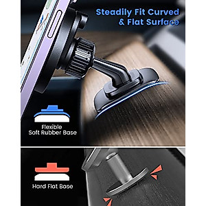 OQTIQ for MagSafe Car Mount Magnetic Phone Holder for Car Dash Mount Phone Holder Fit Curved Surface Flexible Rotation Compatible with iPhone 14 13 12 Pro Max Plus Mini, MagSafe Case, All Cellphones