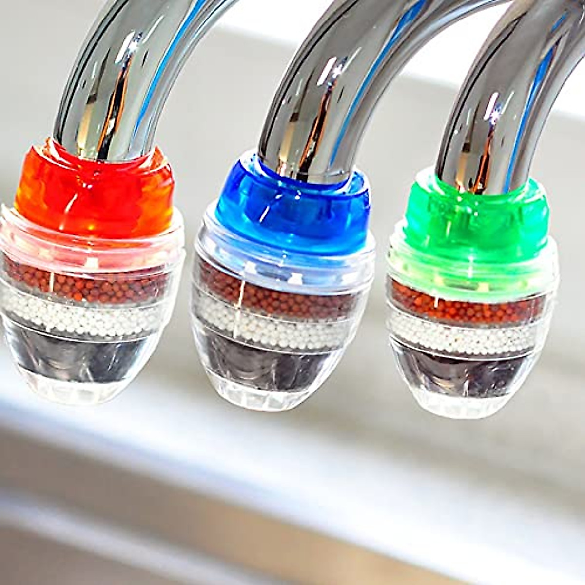 NC Water Filter 5 Layers Activated Carbon Water Purifier Kitchen Tap Filter Bathroom Faucet Filter Purification Tool for Home Use red