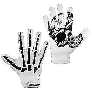 Glorious Traders Football Gloves, Adult and Youth Football Gloves Men & Women's - Ultimate Performance Booster Football Gloves Adult with Super Perfect fit & Sticky Grip. (White, XLarge)