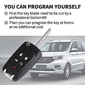 Key Fob Keyless Entry Remote Flip Car for Chevy Cruze Camaro Equinox Impala Malibu Sonic,Compatible with Buick Lacrosse Regal Verano Encore Allure/GMC Terrain (OHT01060512)