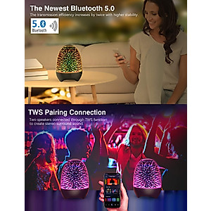 Aiscool Night Light Bluetooth Speaker, 3D Glass Music Bedside Table Lamp with 7 Colors, LED Touch Night Lamp Rechargeable Portable Lamp Gifts for Girls, Boys, Women, Men, Dad, Mom(Galaxy Black)