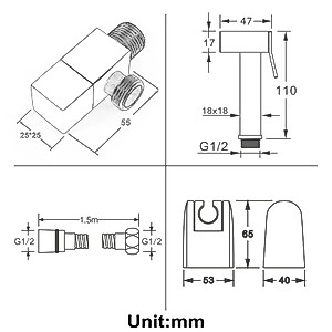 Shower System, Handheld Bidet Sprayer for Toilet Cold Water Baby Cloth Diaper Sprayer Wall Mounted Brass Toilet Sprayer High Pressure Handheld Sprayer Kit with Angle Valve Baby Cloth Diaper Cleaning,