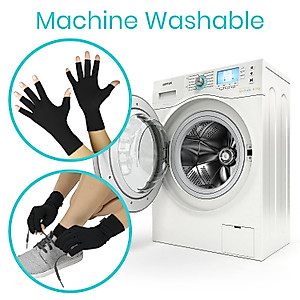 Vive Rheumatoid Arthritis Gloves - Men and Women Fingerless Compression Wrap for Hand Pain and Osteoarthritis - Black Hand Wrap for Arthritic Joint Symptom Relief - Open Finger Fit