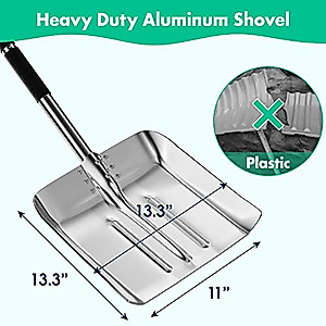 Snow Shovel Metal, 50 inch Long 13.3” Wide Aluminum Heavy Duty Snow Shovel for Driveway,Lightweight Emergency Car Snow Shovels for Walkway,Decking,Collapsible Metal Snow Shovel Scoop