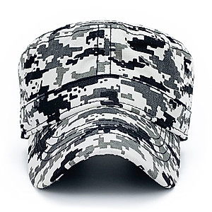 REDSHARKS mens Digital Camo Cadet Army Velcro Back Military Flat Top Baseball Dad Sun Adjustable Cap, Grey Digital Camo, X-Large
