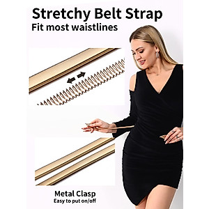 onenine Gold belt for women's dress,elastic pendant chain belt,gold chain belt, Gold & Silve (jinse shuye)