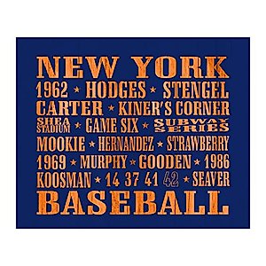 New York Mets- Baseball Sports Wall Decor- Famous MLB Players Vintage Wall Art Typographic Print, Perfect Retro Home Decor, Locker Room Decor, & Man Cave Decor. Great Gift for Mets Fans. Unframed-10x8