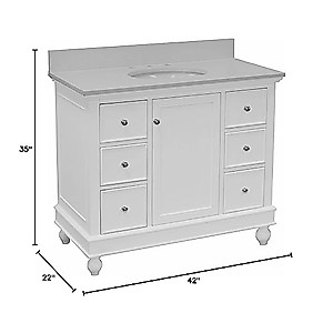 Bella 42-inch Bathroom Vanity (White/Quartz): Includes White Cabinet with Stunning Quartz Countertop and White Ceramic Sink