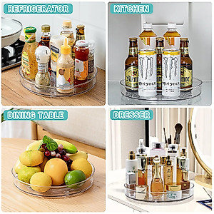 JelKen Lazy Susan Turntable Cupboard Organizer, 2 Pack Rotating Spice Racks for Kitchen, Cabinet, Pantry, Refrigerator (9"x1.38")