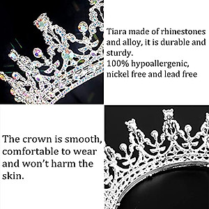 COCIDE Silver Tiara and Crown for Women Birthday Tiara for Girls AB Crystal Queen Crown Rhinestones Hair Accessories for Bride Party Bridesmaids Wedding Halloween Costume Cosplay Gift