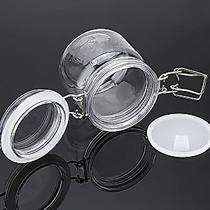 2 Pcs 10 Oz/300ml PET Plastic Storage Jars with Airtight Hinged Lids,Durable Clear Wide Mouth canning Jars for Food Storage Oats Canning Cereal Pasta Sugar Coffee Nuts Spices