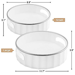 Lazy Susan 2 Pack, Upgraded 360° Turntable Storage Containers Organizer Non-Slip Spice Rack Organizer for Kitchen Cabinet Bathroom Pantry Fridge Cupboard - 12'' and 9''