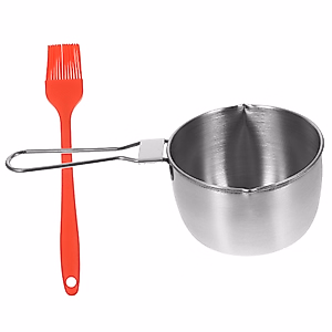 BRIGHTFUFU 1Set Stainless Steel Sauce Pot Handle Saucepan with Silicone Brush Kitchen Cookware Supplies for Sauces Gravies and More