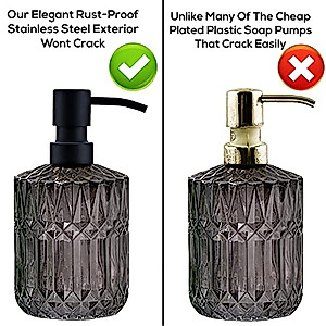 AUNRGO Black Soap Dispenser Pump Replacement - Matte 304 Stainless Steel Hand Soap and Lotion Dispenser Pumps Replacement for Regular Glass Mouth Bottles, Standard 28/400 Neck Size