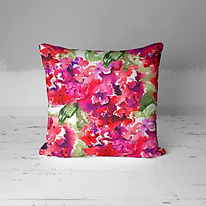 iiRov Summer Design Ink-Fuzed Decorative Throw Pillow - Tropical Hydrangea Flowers