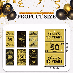 Tenare 90 Pcs 50th Birthday Candy Bar Wrappers Black and Gold Stickers Chocolate Decoration Label Mini Candy Label Stickers for Anniversary Birthday Party Supplies