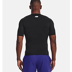 Under Armour Men's Armour HeatGear Compression Short-Sleeve T-Shirt , Black (001)/White, Large