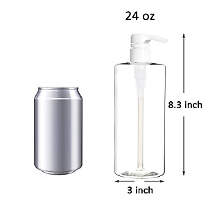 Youngever 4 Pack Pump Bottles for Shampoo 24 Ounce, Empty Shampoo Pump Bottles, Plastic Cylinder with Lockdown-Leak Proof-Pumps