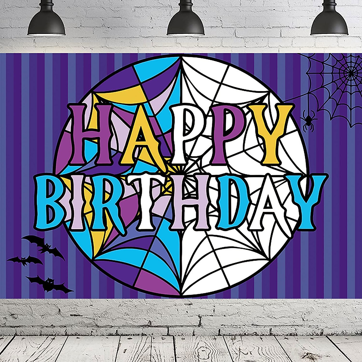 Wednesday Banner Wednesday Horror Theme Birthday Photography Backdrop Kids Boys Girls Birthday Party Decorations Supplies Black White Stripe Photo Banner Props（5x3ft）