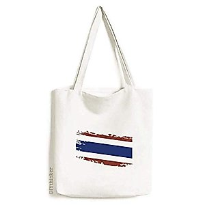 Thai Bangkok Thailand Flag Art Illustration Tote Canvas Bag Shopping Satchel Casual Handbag