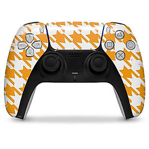 WraptorSkinz Skin Wrap compatible with Sony PS5 DualSense Controller Houndstooth Orange (CONTROLLER NOT INCLUDED)