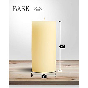 Mottled Pillar Candles by Bask - Set of 6-3" x 6" Dripless Unscented Candles in Ivory for Home Decor, Relaxation & All Occasions