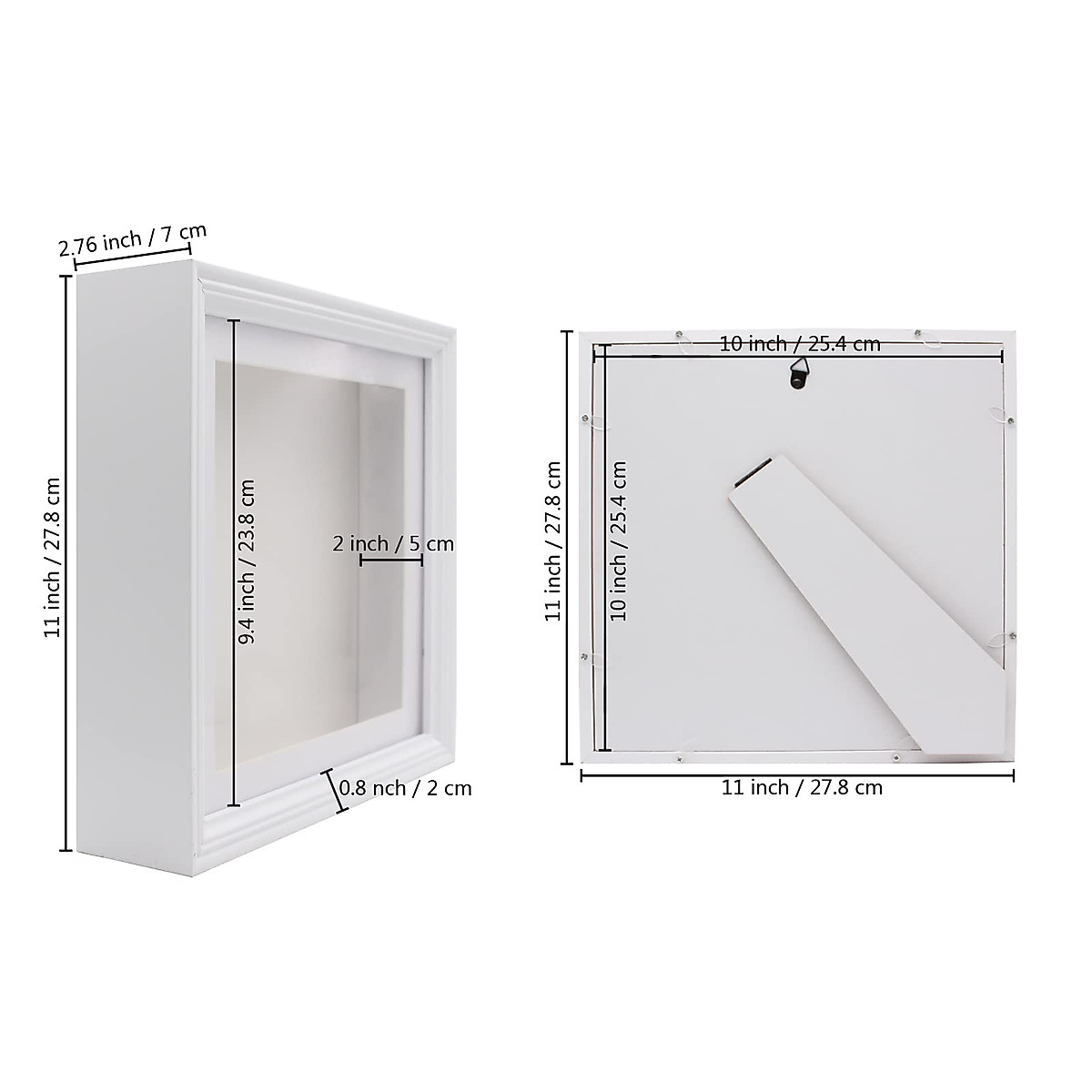 10x10 Shadow Box Frame, 3D Shadow Box Display Case with European Border, Memory Box for Baby Handprint & Footprint DIY Hand Foot Print 3D Plaster, Collages, Collections, Mementos(2-inch Depth, White)