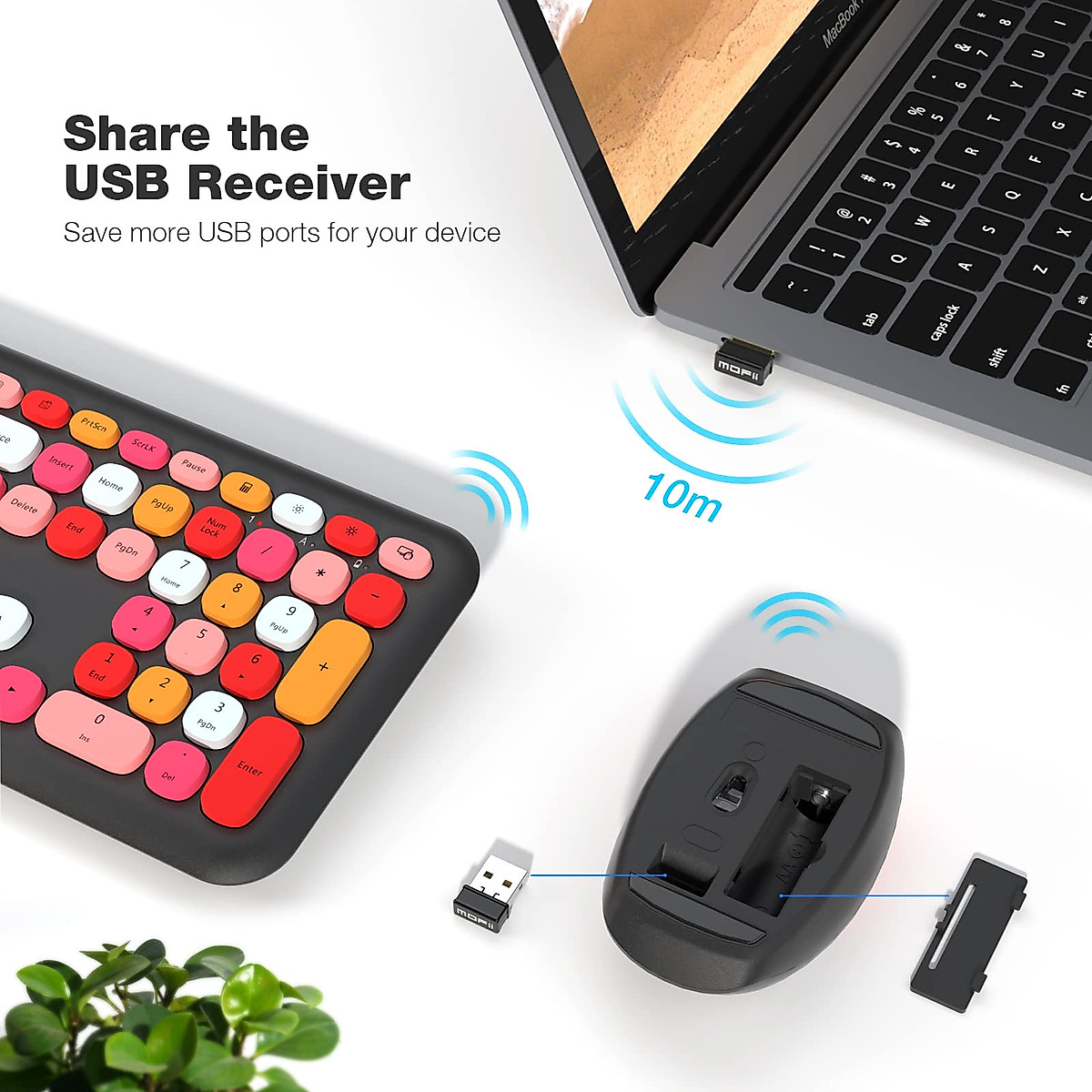 Wireless Keyboard Mouse Combo, Dilter Compact Wireless Keyboard and Mouse Set 2.4G Ultra-Thin Sleek Cute Cat Shape Design for Windows, Computer, Desktop, PC, Notebook (Purple)