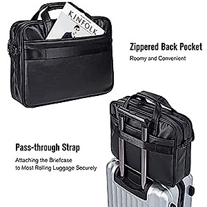 seyfocnia Men's Leather Messenger Bag, 17.3 Inches Laptop Briefcase Business Satchel Computer Handbag Shoulder Bag for Men (Black)
