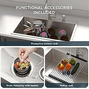 33 Inch Drop In Kitchen Sink - Lordear 33x22 Kitchen Sinks Drop In Stainless Steel Sinks Topmount 16 Gauge T304 Single Bowl Kitchen Sink With 3mm Thickened Plate Round Corners