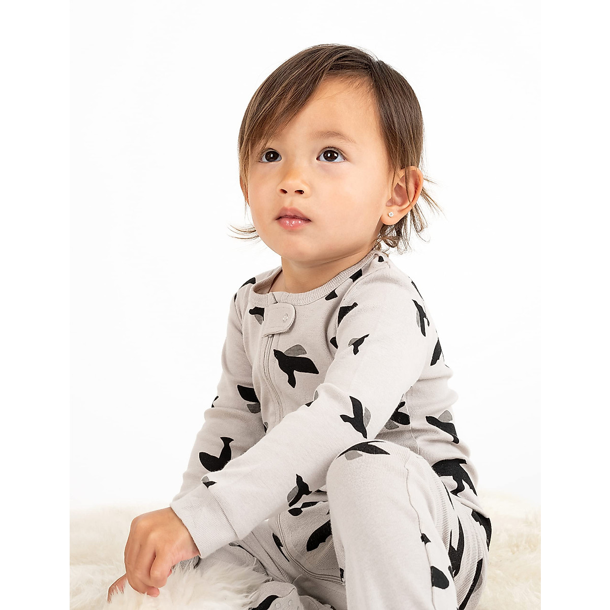 Leveret Kids & Toddler Footed Pajamas Boys Girls 100% Cotton Bird Grey (Size 3 Years)