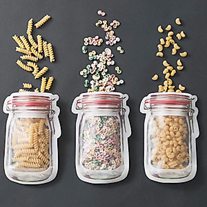 Mason Bag Jar Zipper Bags Food Storage Snack Sandwich Ziplock Bags Reusable Airtight Seal Food Storage Bags Leakproof Food Saver Bags (12 x Small)