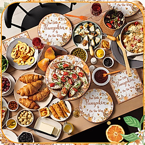 Skybooly 350 Pcs Pumpkin Baby Shower Party Decorations Supplies Fall Theme Party Tableware Set Our Little Pumpkin Is on the Way Party Dessert Plates Napkins Forks for 50 Guests Baby Shower Party