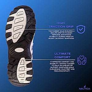 NAUTICA Men’s Hiking Shoes Durable Trekking Trail - Low-Height Slip Resistant Traction Grip Boots for Indoors & Outdoors, Adventures, Traveling, Backpacking - Backwoods - Navy - Size 9.5