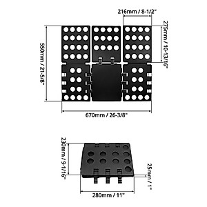 QWORK PP Composite Folding Board, 2 Pack Folding Clothes Board - Black + Blue, One-Hand Operation Laundry Folding Tool, Non-Slip Silicone Buckles, T Shirt Folder, Laundry Folders for All Garments