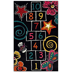 Mohawk Home Playroom Kids ,Hopscotch Chalk Black (5' x 8')
