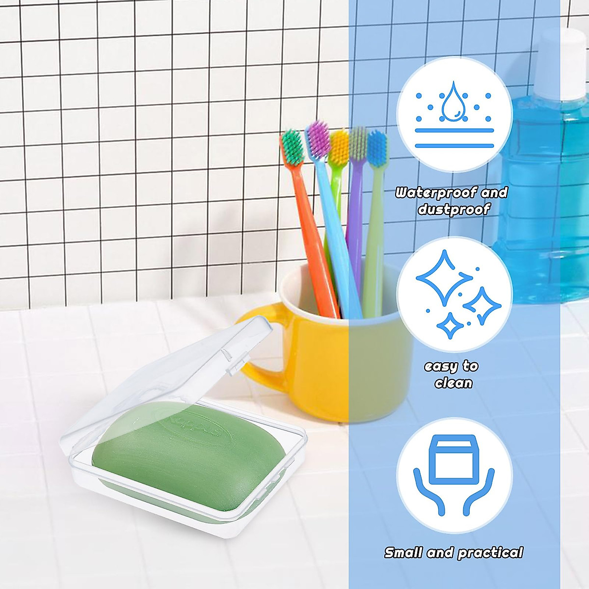 KKONHII 4 Pcs Clear Portable Cotton Swab Ball Holder Travel Cotton Pad Holder Dispenser Cosmetic Sponge Storage Box with Transparent Lid Storage Jar Cosmetic Pad Container Dental Floss Box