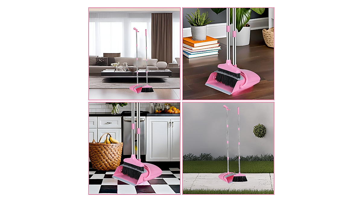 Pink Broom and Dustpan Set for Home, Kitchen & Office | Stylish & Easy ...